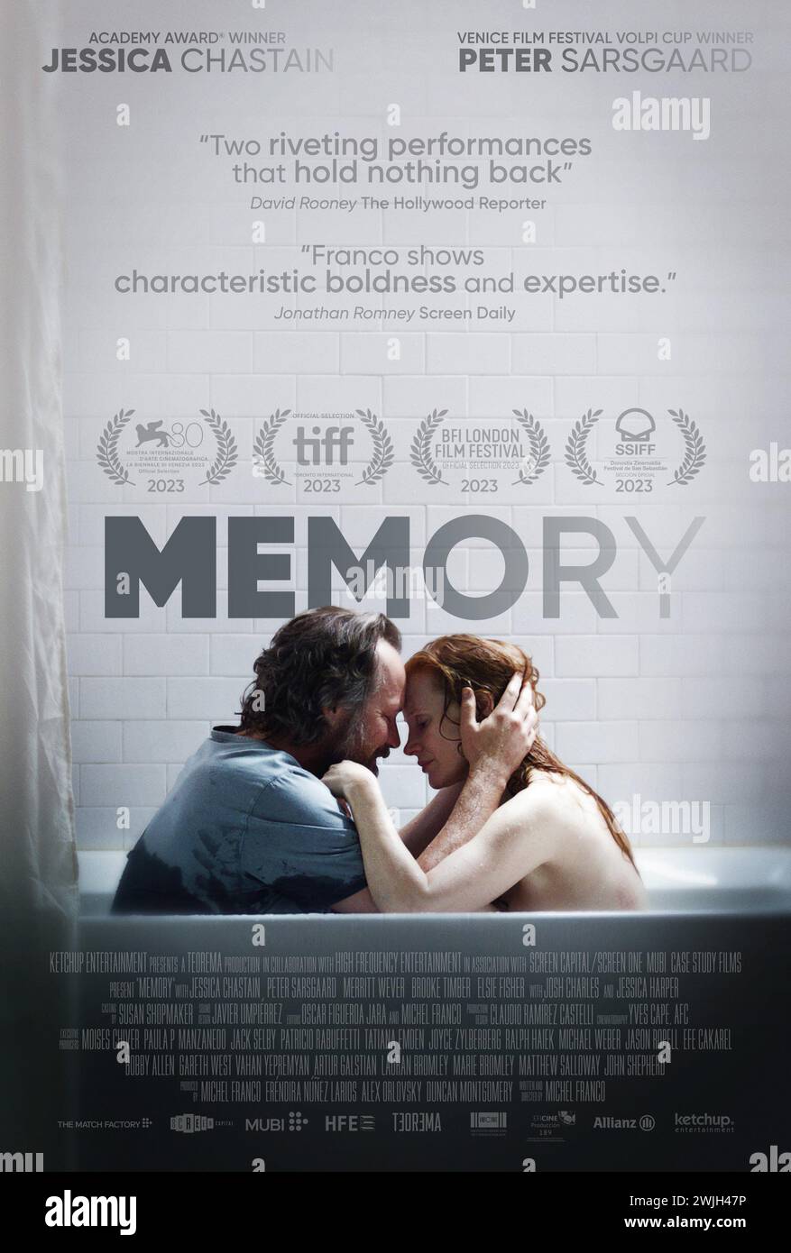 Memory 2024 movie poster Peter Sarsgaard & Jessica Chastain Stock Photo ...