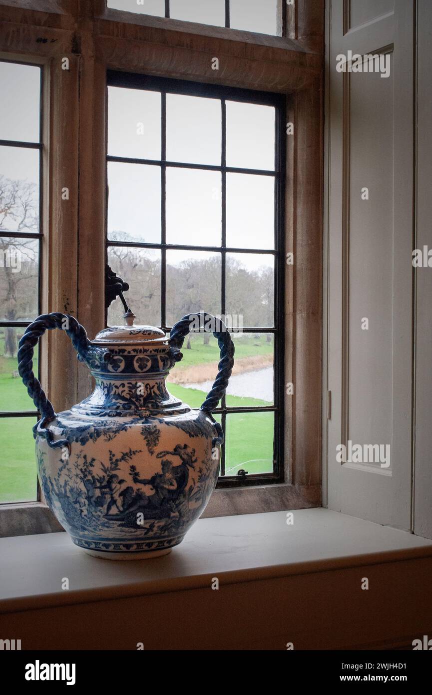antique porcelain vase in historic classic window bay england Stock ...