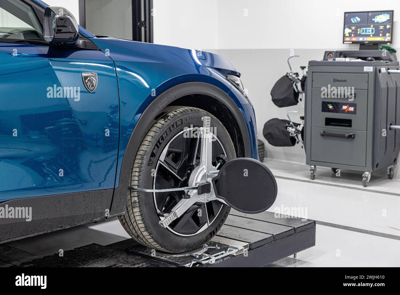 Istanbul Turkey 23 March 2023; Car wheel balancing service. Car wheel ...