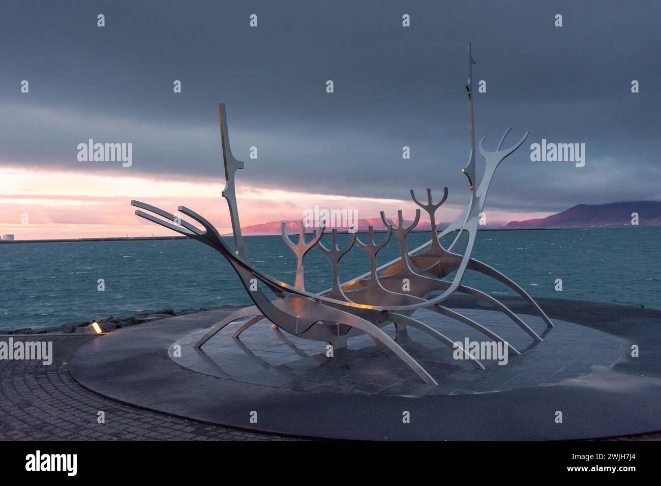 Reykjavik, Iceland, 27 November 2022: Solfar or Sun Voyager monument at ...