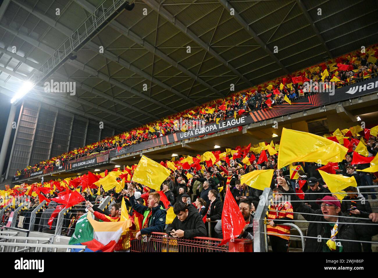 Lens, France. 15th Feb, 2024. fans and supporters of Lens pictured with ...