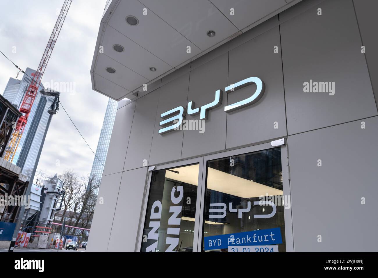 Advertising banners BYD Sales Office in Frankfurt am Main, Chinese ...