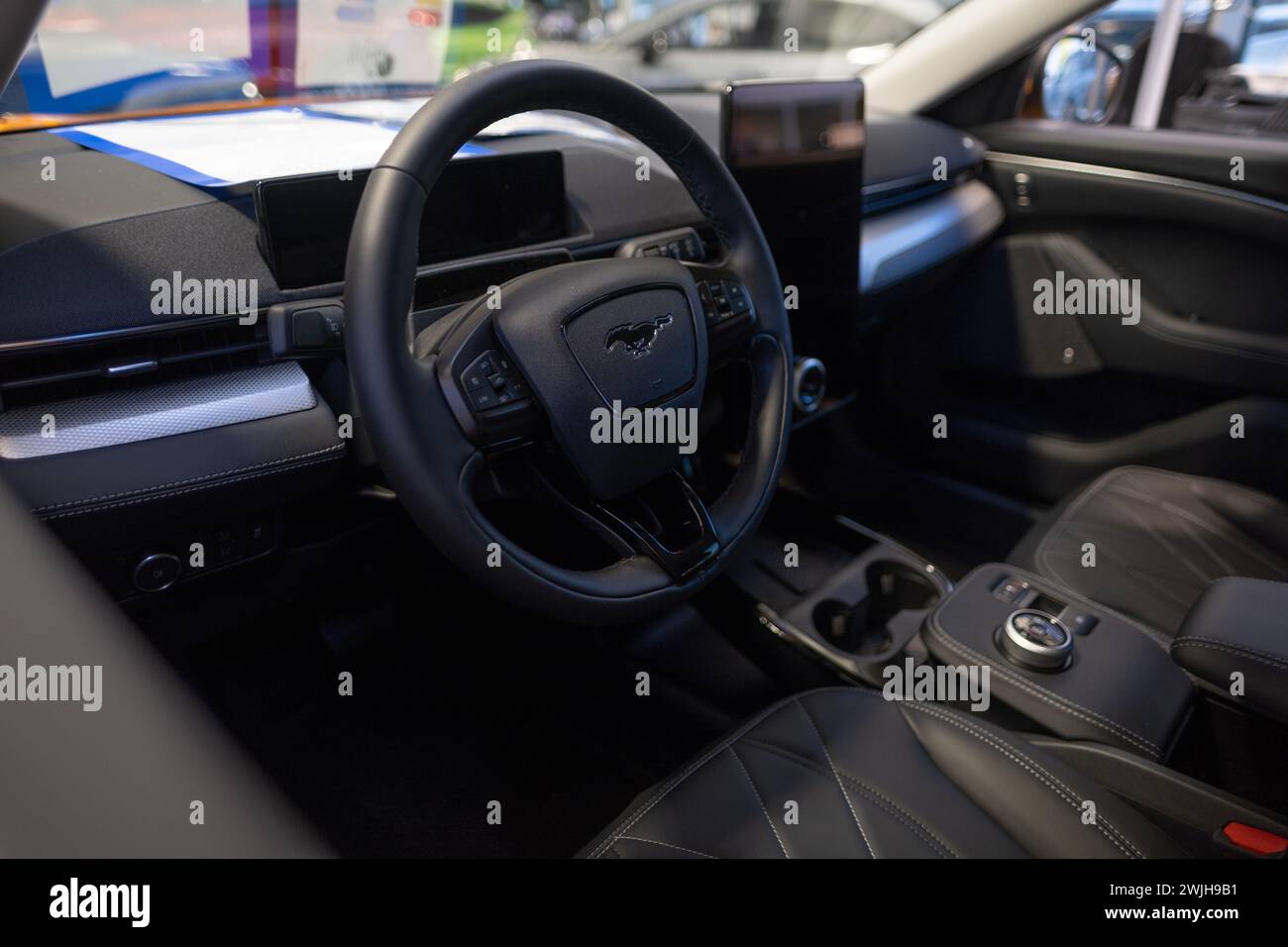 car interior electric Ford Mustang Mach-E, digital instrument panel ...