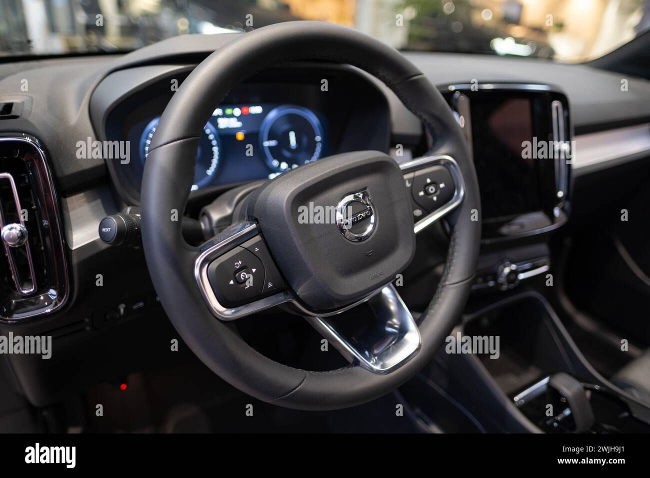 steering wheel, Driver's column, cockpit of volvo xc40 Recharge car ...