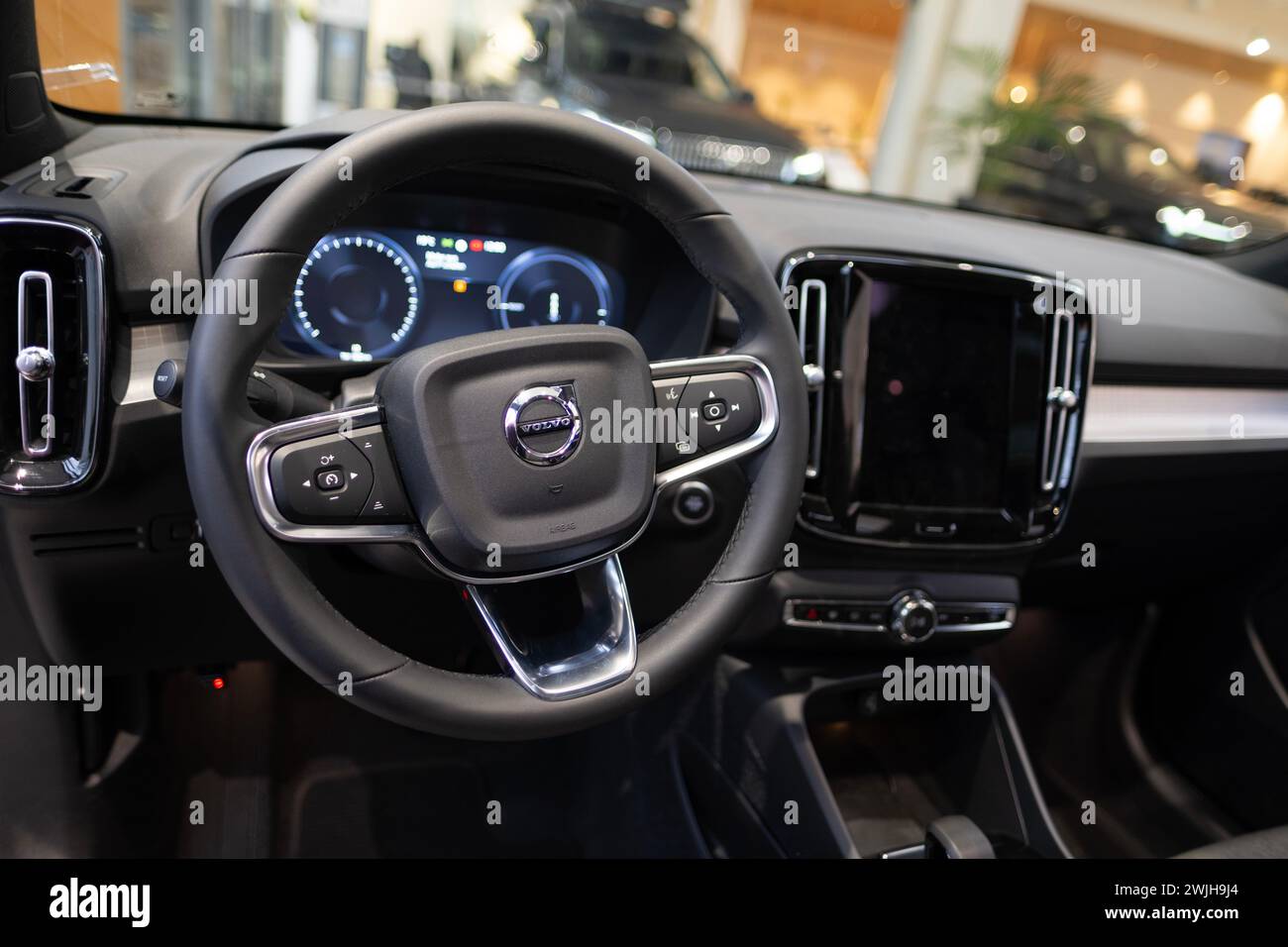 steering wheel, Driver's column, cockpit of volvo xc40 Recharge car ...