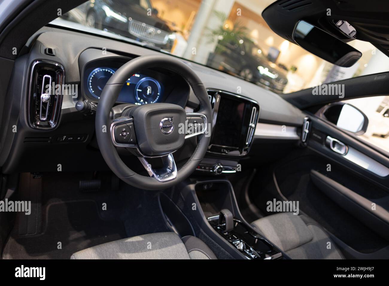 steering wheel, Driver's column, cockpit of volvo xc40 Recharge car ...