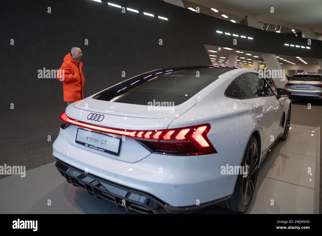 white new Luxury Electric Car Audi e-tron GT, taillights, limousine ...