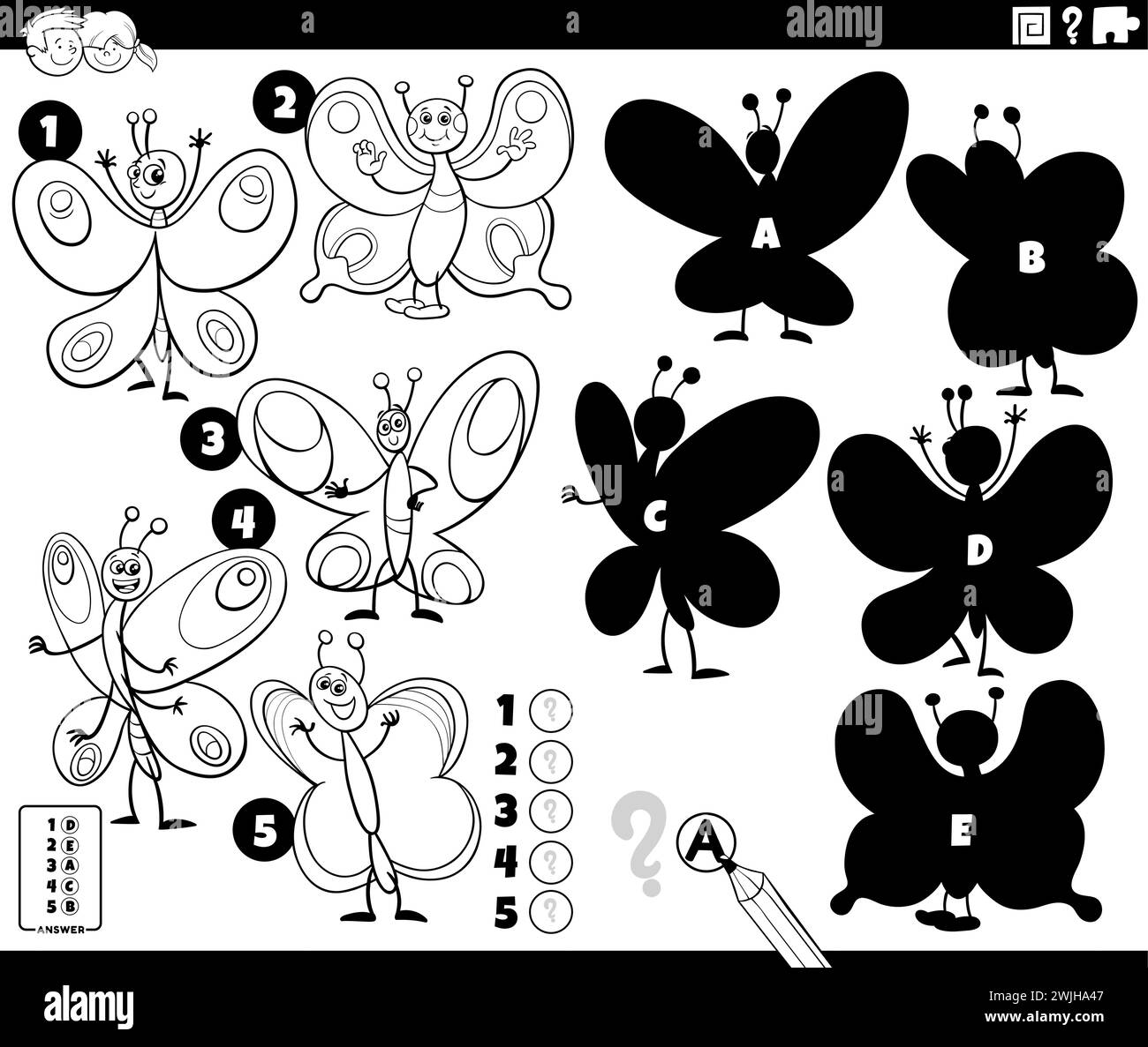cartoon illustration of finding the right shadows to the pictures ...