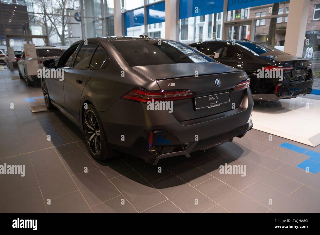new black BMW i5 eDrive40 all-electric sedan, rear view Electric ...