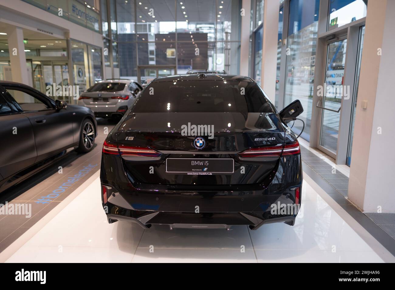 new black BMW i5 eDrive40 all-electric sedan, rear view Electric ...