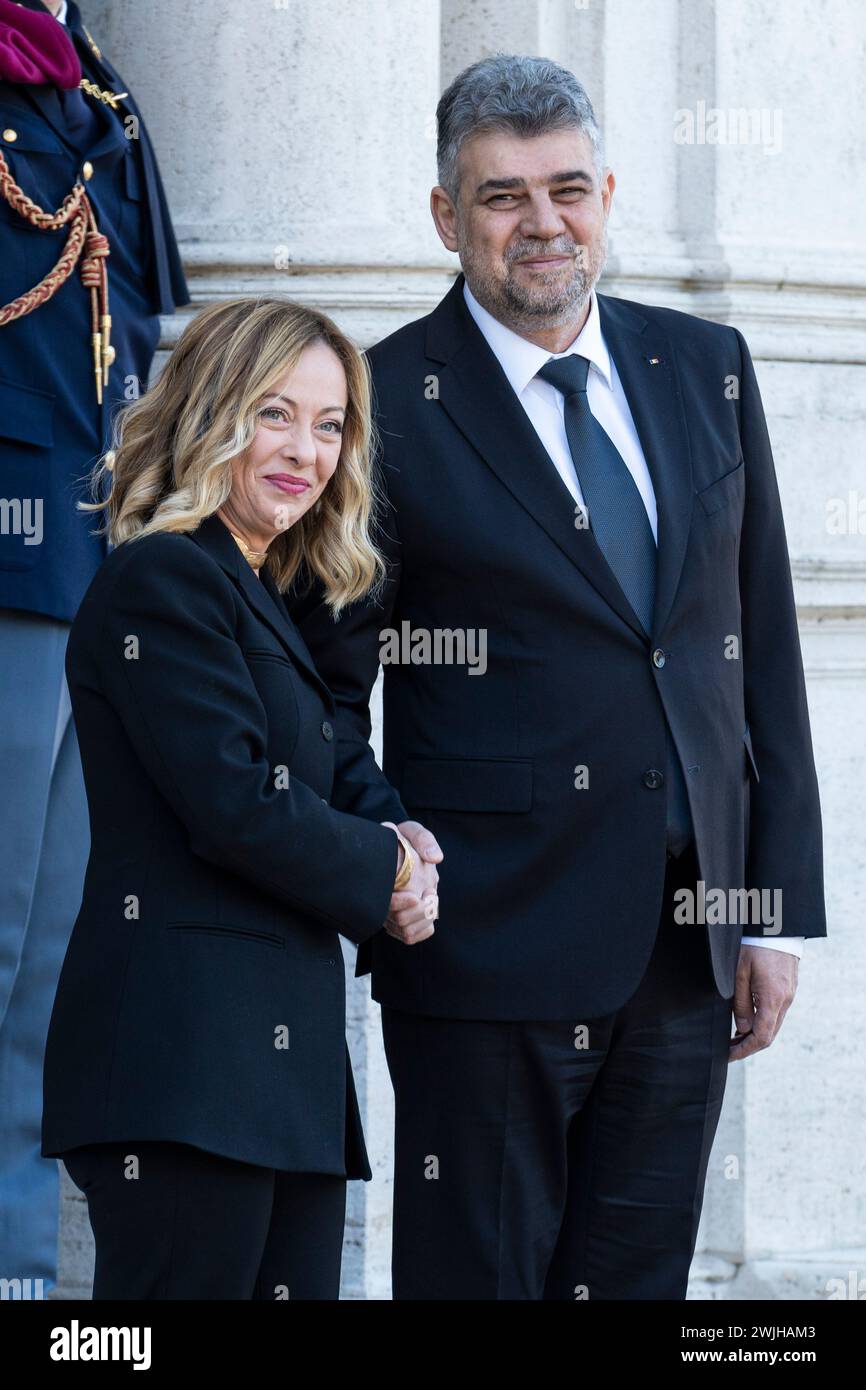 Rome, Italy. 15th Feb, 2024. Italian Prime Minister, Giorgia Meloni ...