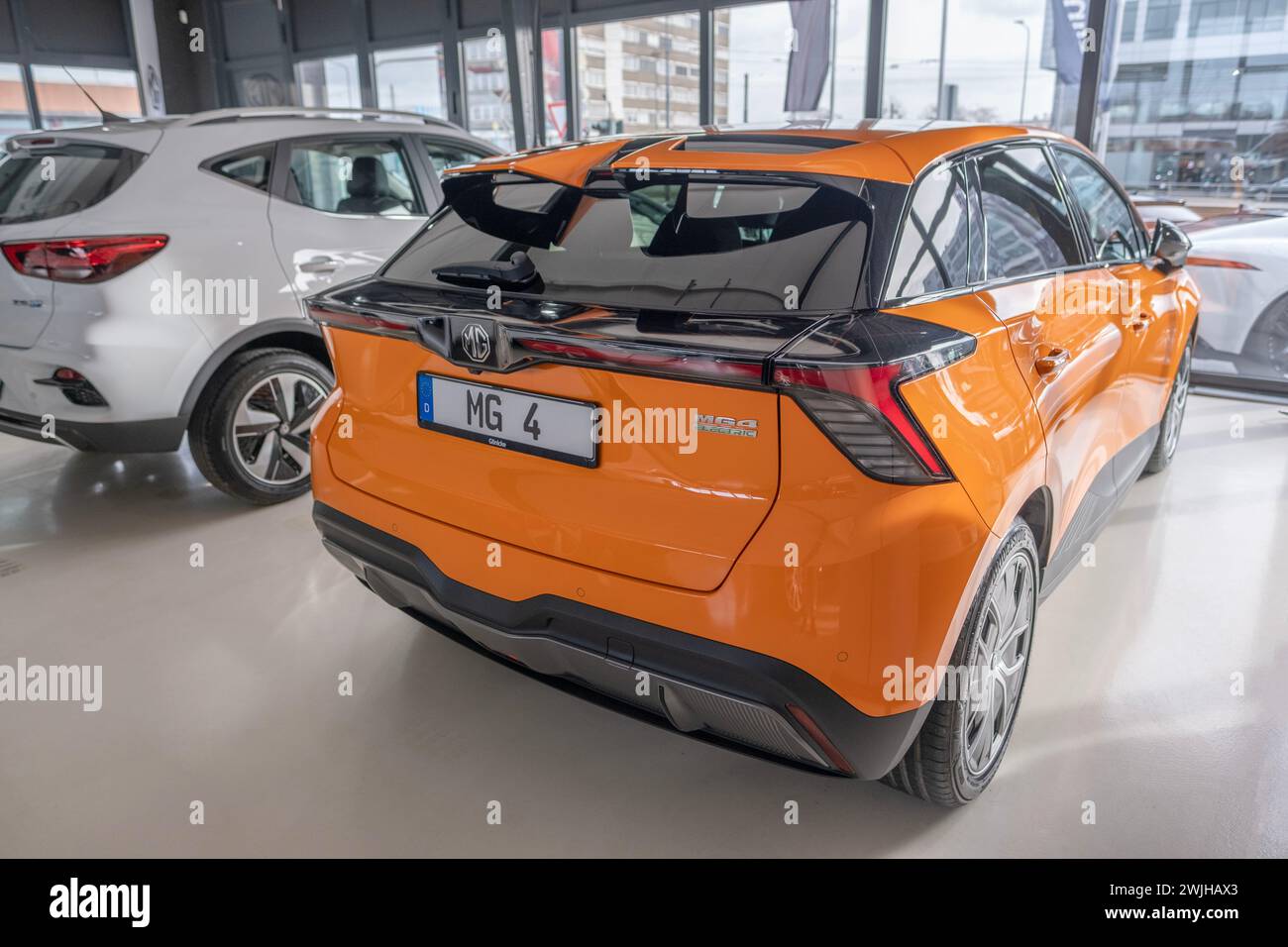 new orange Car MG4 Electric, Motor UK Limited Nanjing, high-performance ...