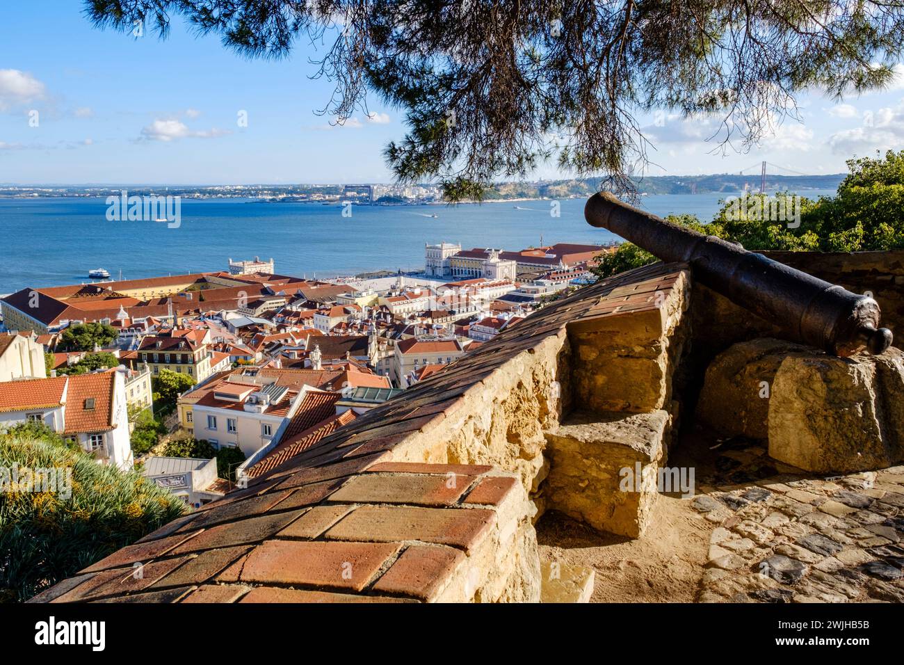 Urbanscape, Lisbon historic town and Tagus River view from São Jorge ...