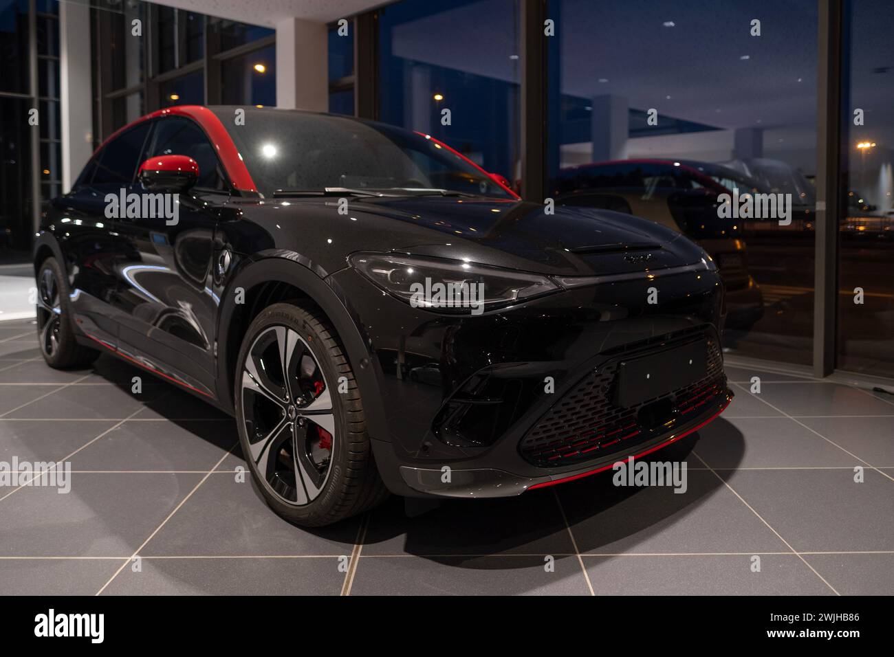 new black electric SUV Smart BRABUS in showroom, trends EV contemporary ...