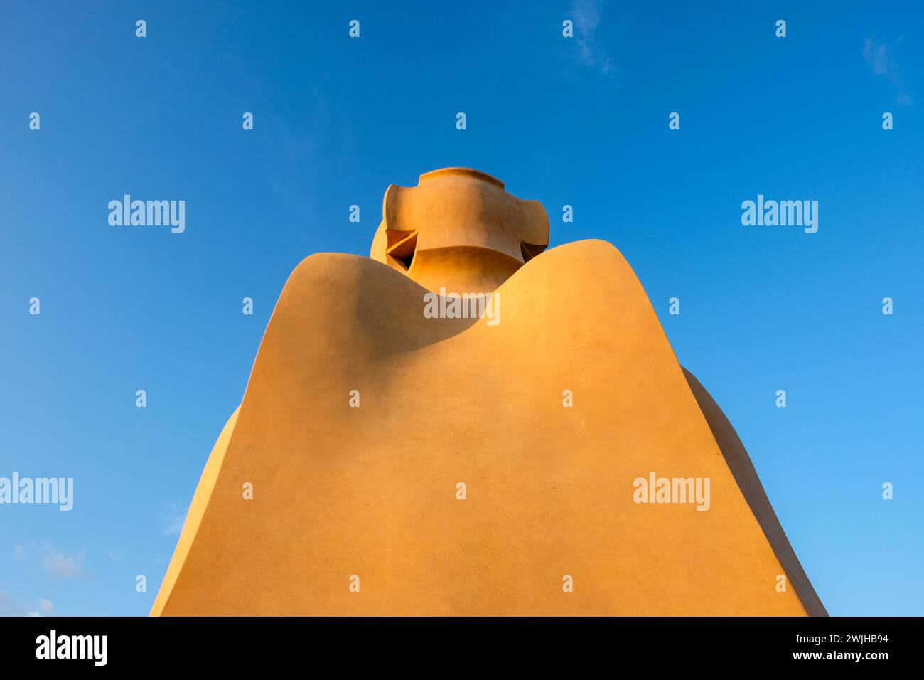 Casa Milà, La Pedrera, exterior details of rooftop chimneys and vents ...