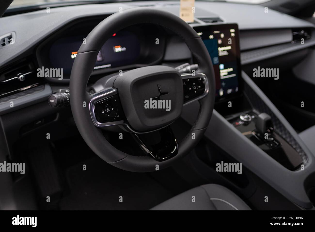 steering wheel, display, Interior, cockpit electric Polestar 2 car ...