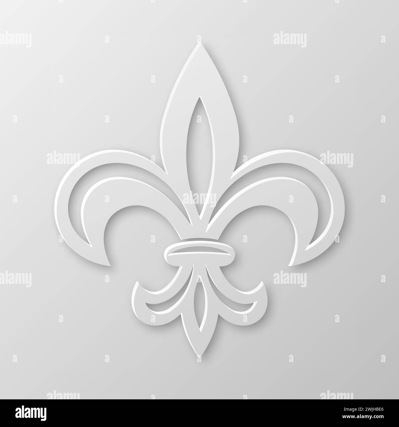 Vector Realistic Paper 3d Fleur De Lis Closeup on White Background ...