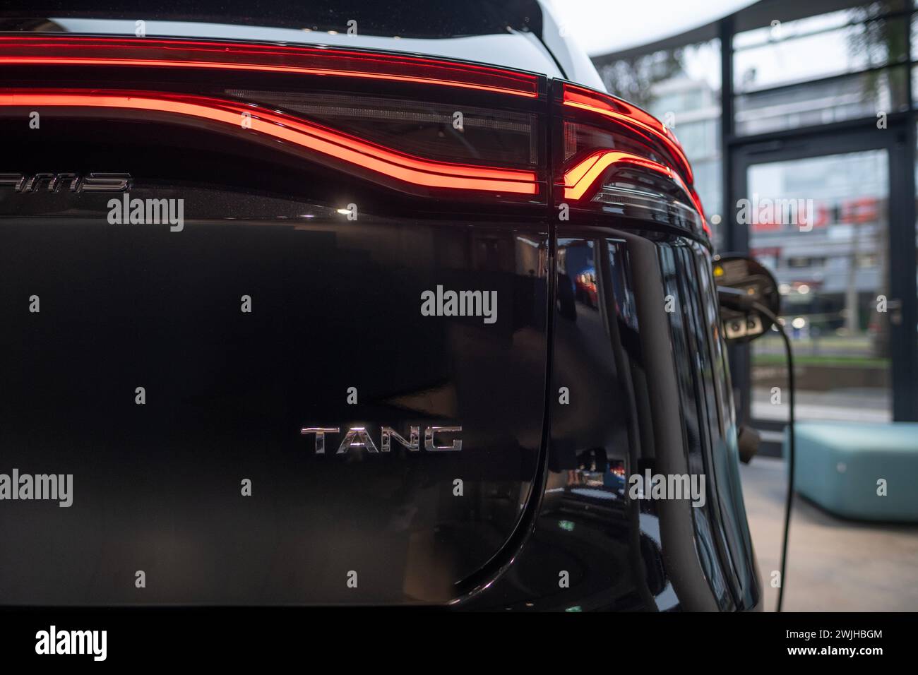 new black BYD Tang Electric Car rear view, EV Chinese BYD Auto ...