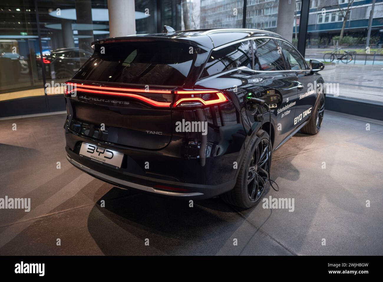new black BYD Tang Electric Car rear view, EV Chinese BYD Auto ...