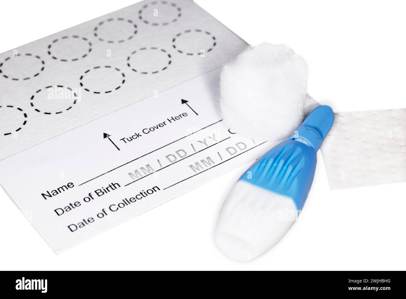 New Dried Blood Spot test card with lancet, cotton ball and alcohol ...