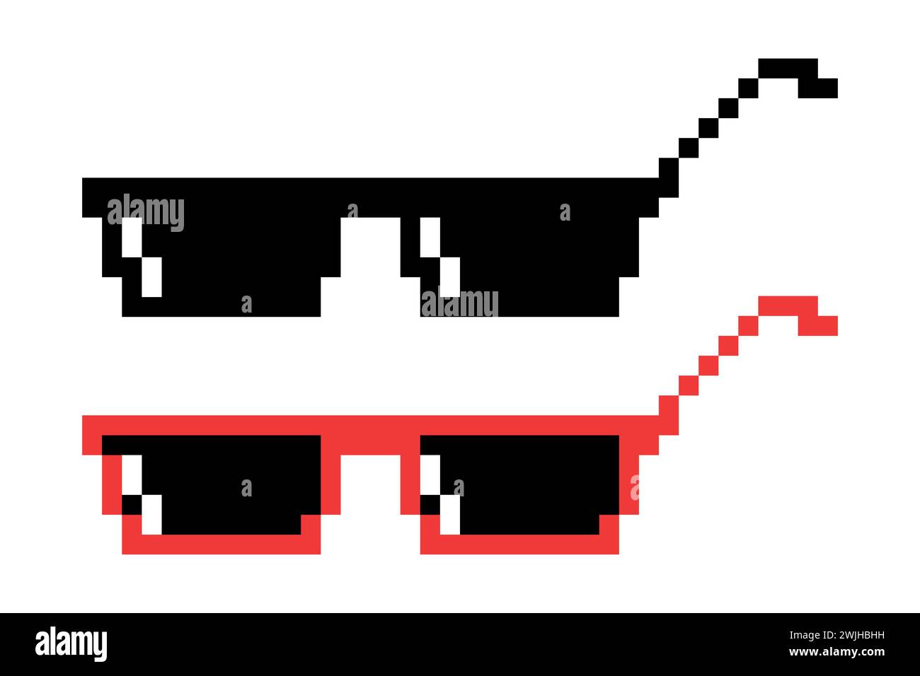Vector Pixel Boss Glasses Icon Set in 8 bit Retro Style. Summer Meme ...