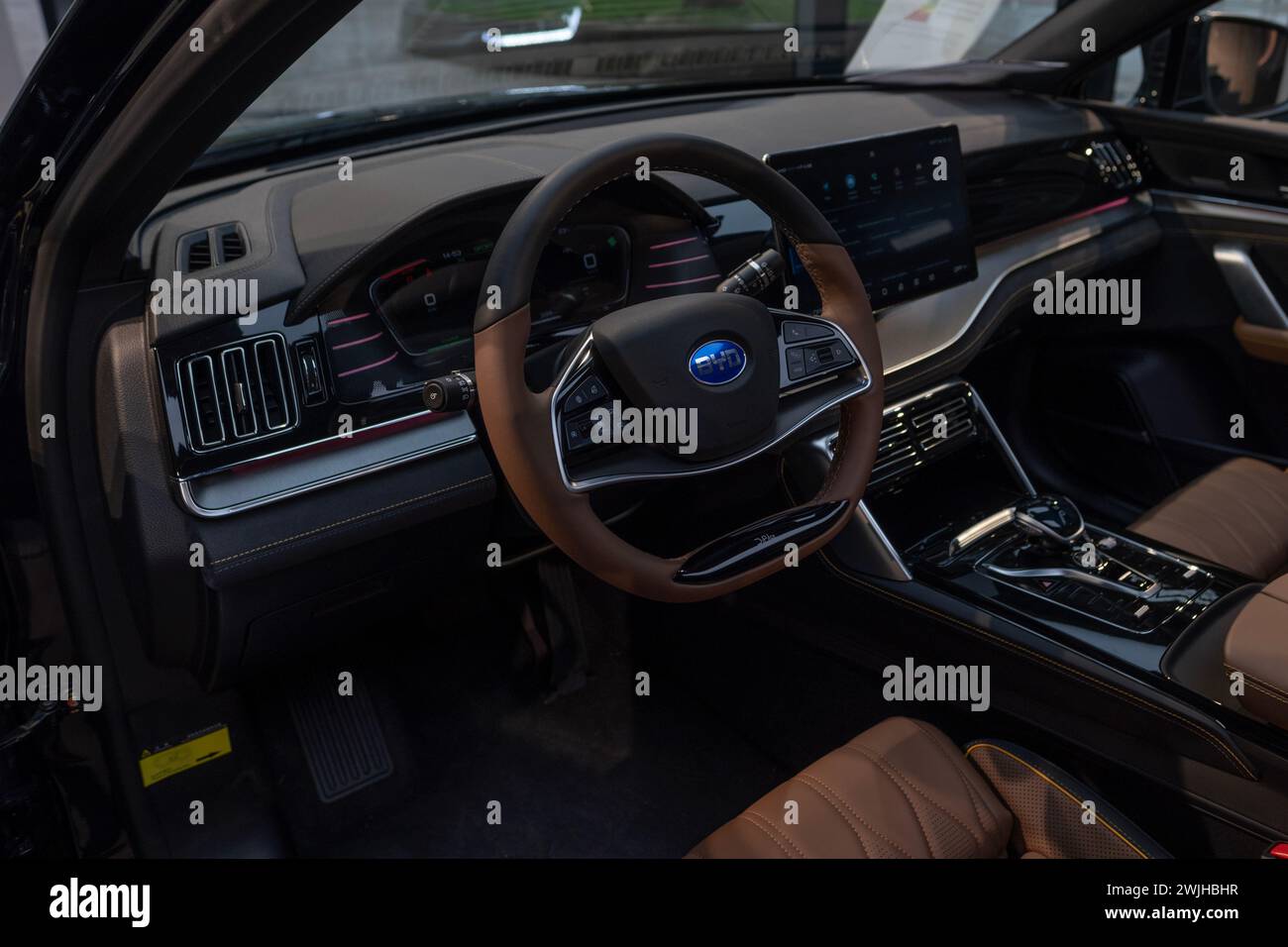 steering wheel, display electric BYD Tang car, Interior, cockpit ...
