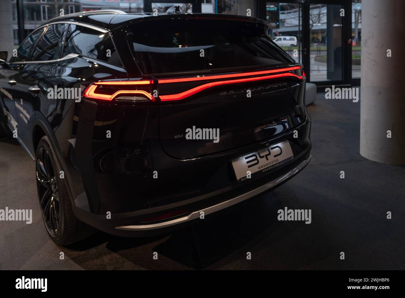 new black BYD Tang Electric Car rear view, EV Chinese BYD Auto ...