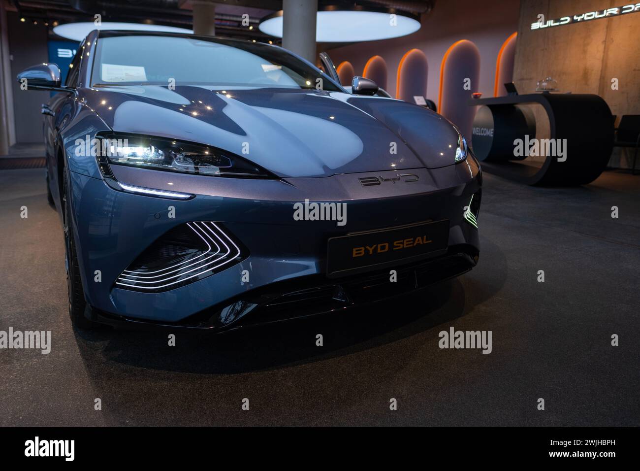 BYD Seal 2024 Electric Car rear view, lilac metallic SUV Chinese ...