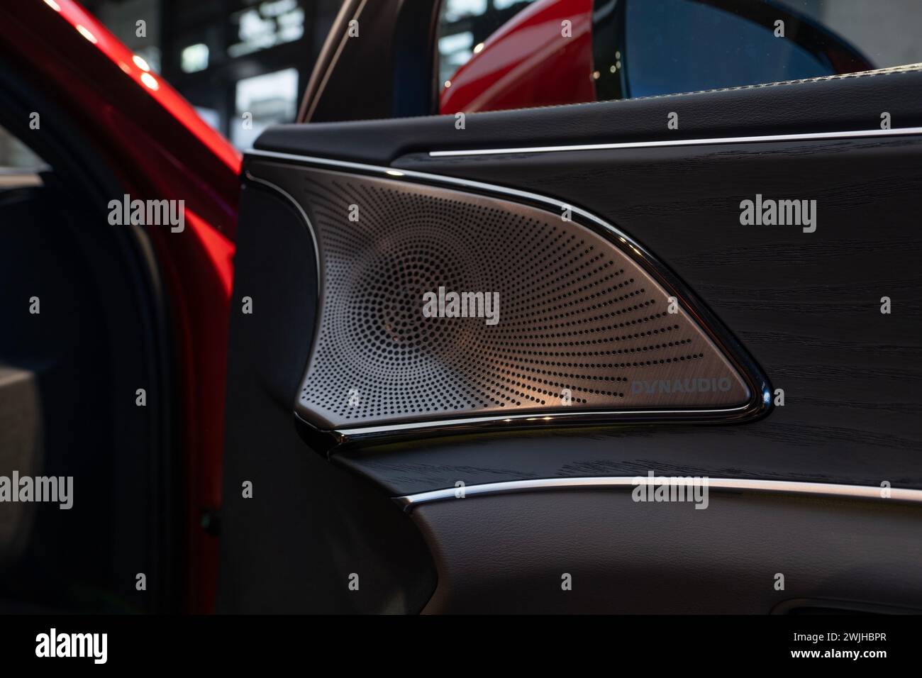 part of Interior of BYD Han EV, ergonomic Dynaudio speaker digital ...