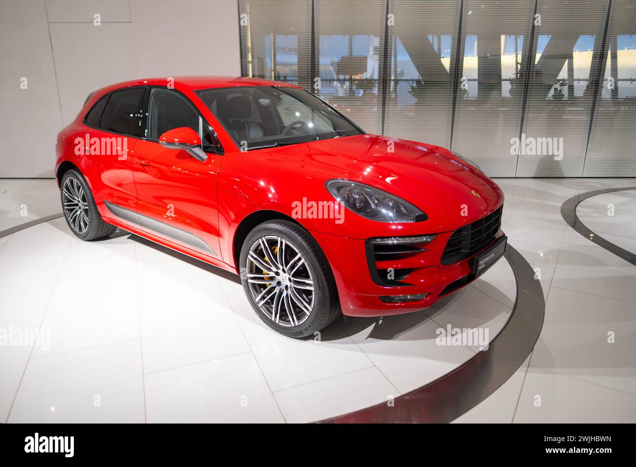 new red Porsche Macan Turbo, 4x4 all-wheel drive, elegance sports Car ...
