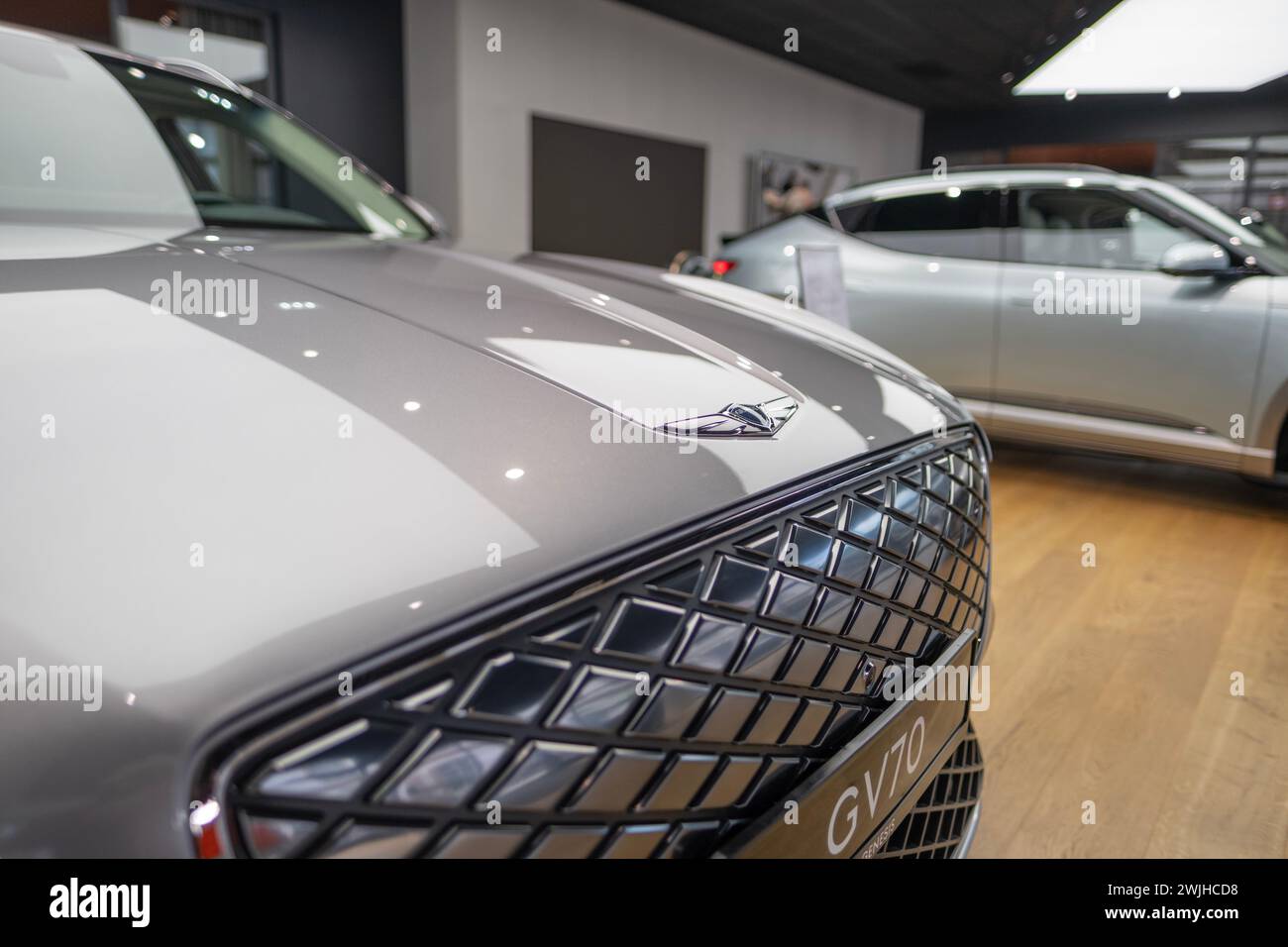 new grey Genesis ELECTRIFIED GV70 all-electric Car, korean Hyundai ...