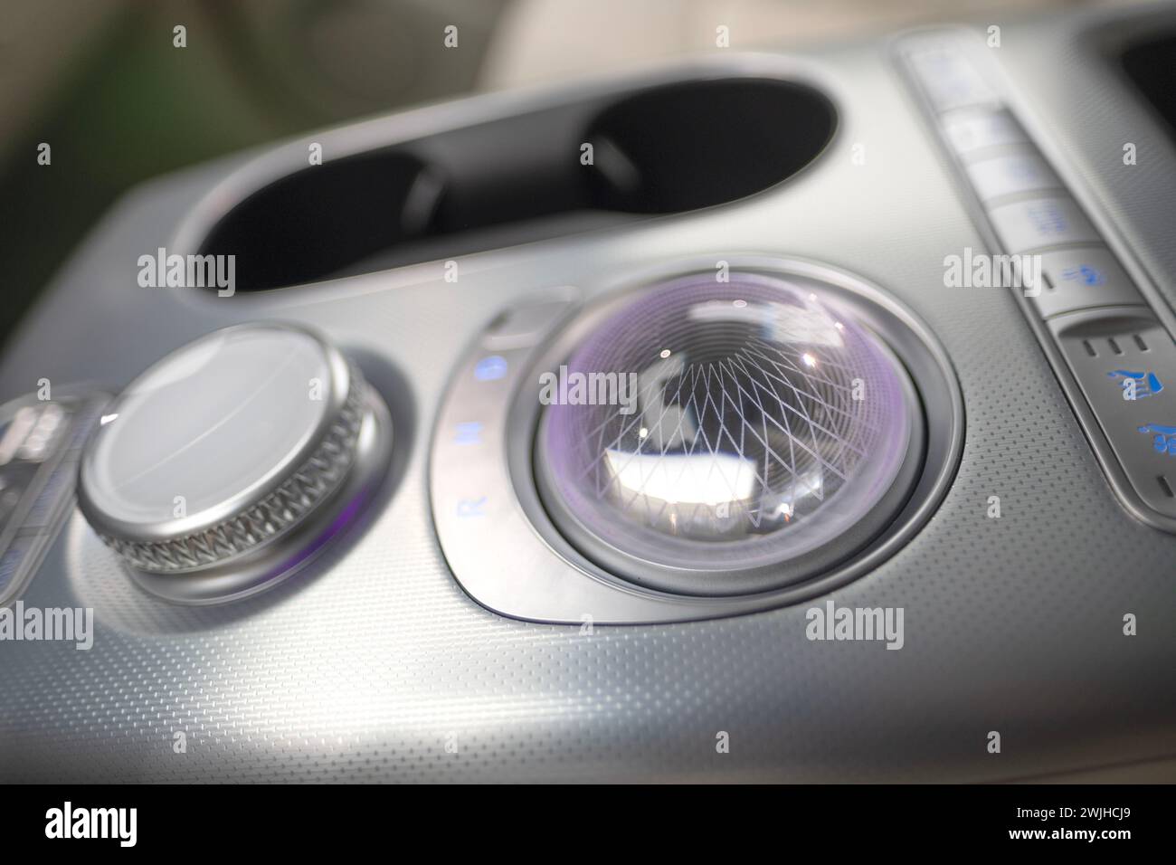 Interior, cockpit of Genesis GV60 Electric Car, ergonomic digital panel ...