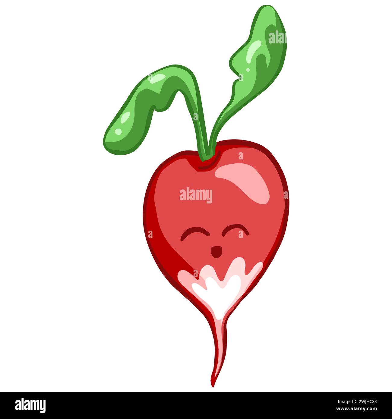 Cartoon Radish Vegetable Character With Smiley Kawaii Face Illustration ...
