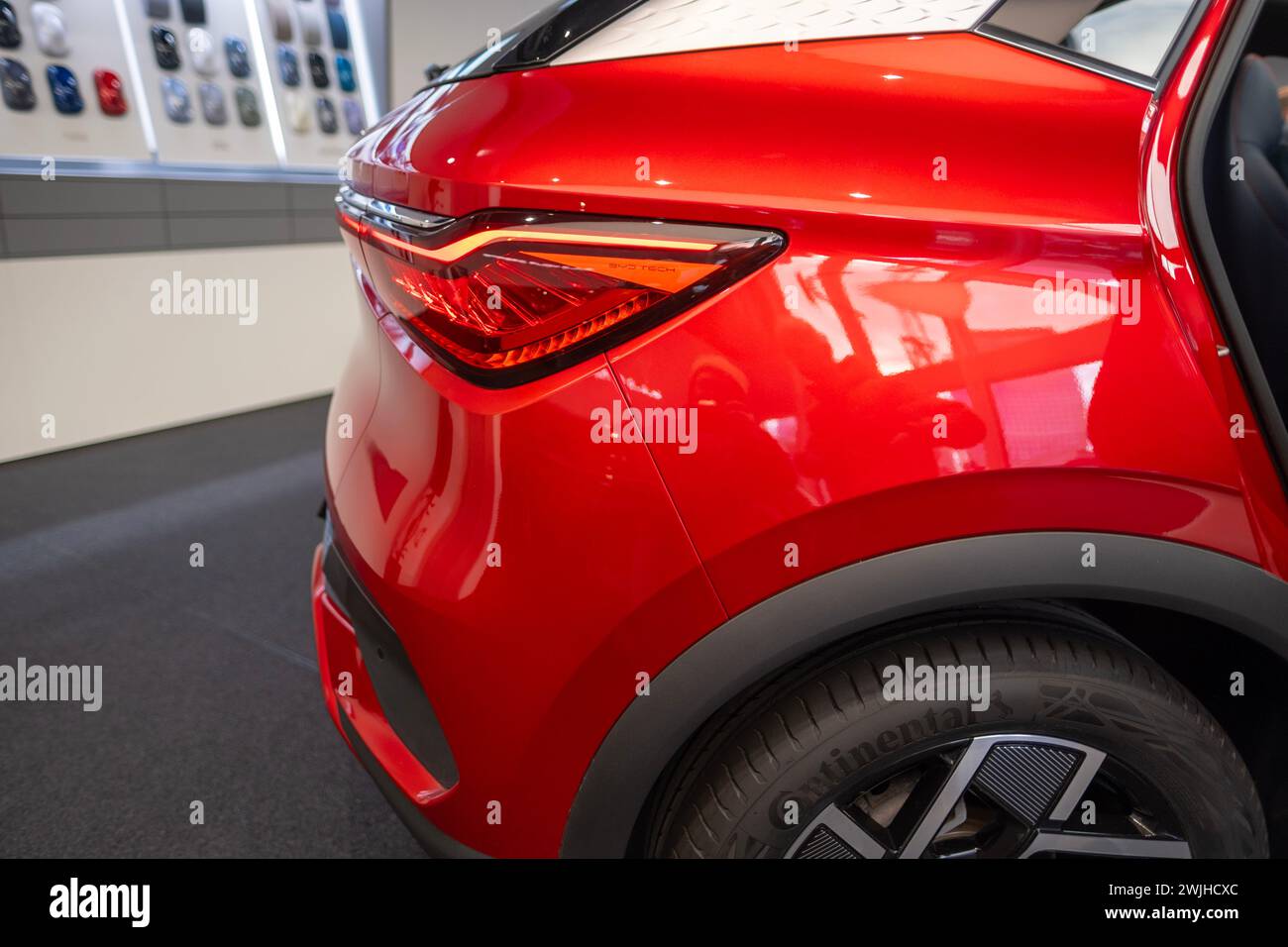 part of red BYD ATTO 3 Car, Electric Vehicle Chinese BYD manufacturer ...