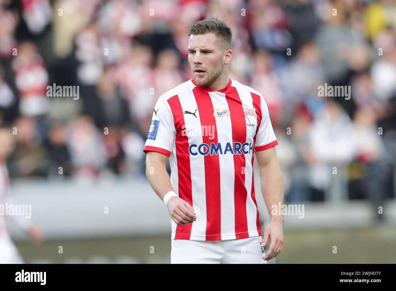 Benjamin Kallman of Cracovia seen in action during Polish PKO ...