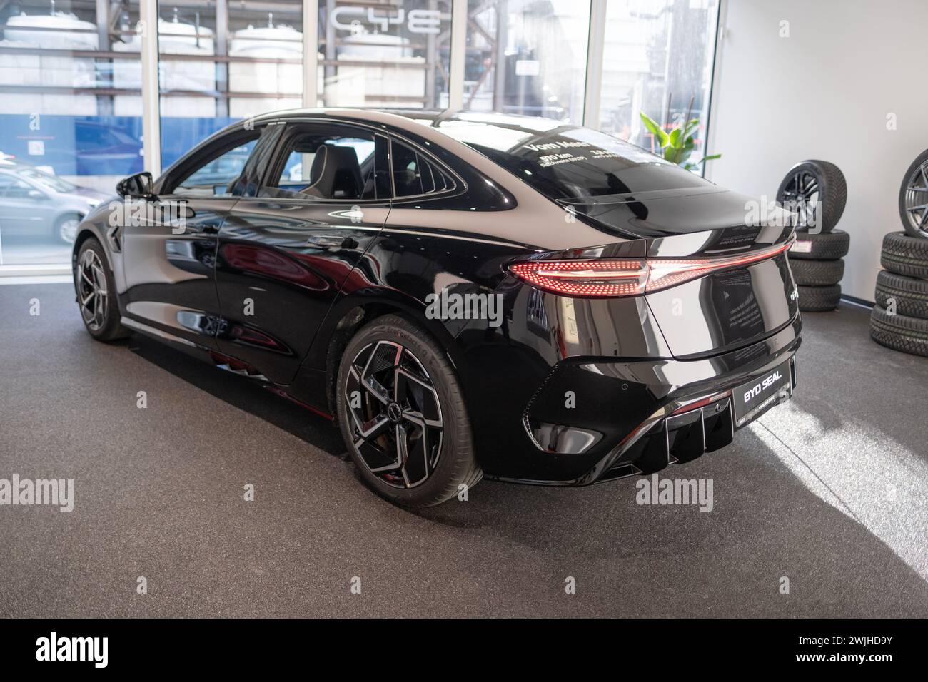 new black BYD Seal 2024 Electric Car rear view, SUV Chinese ...