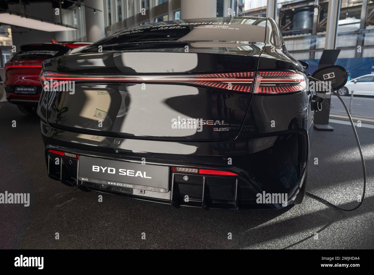 new black BYD Seal 2024 Electric Car rear view, SUV Chinese ...