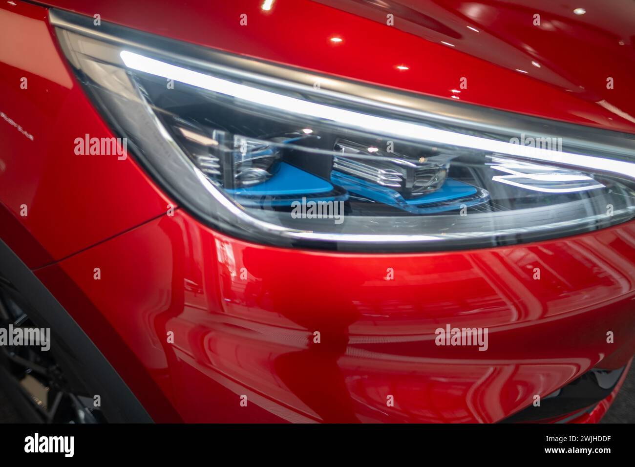 part of red BYD ATTO 3 Car, headlamp Electric Vehicle Chinese BYD ...