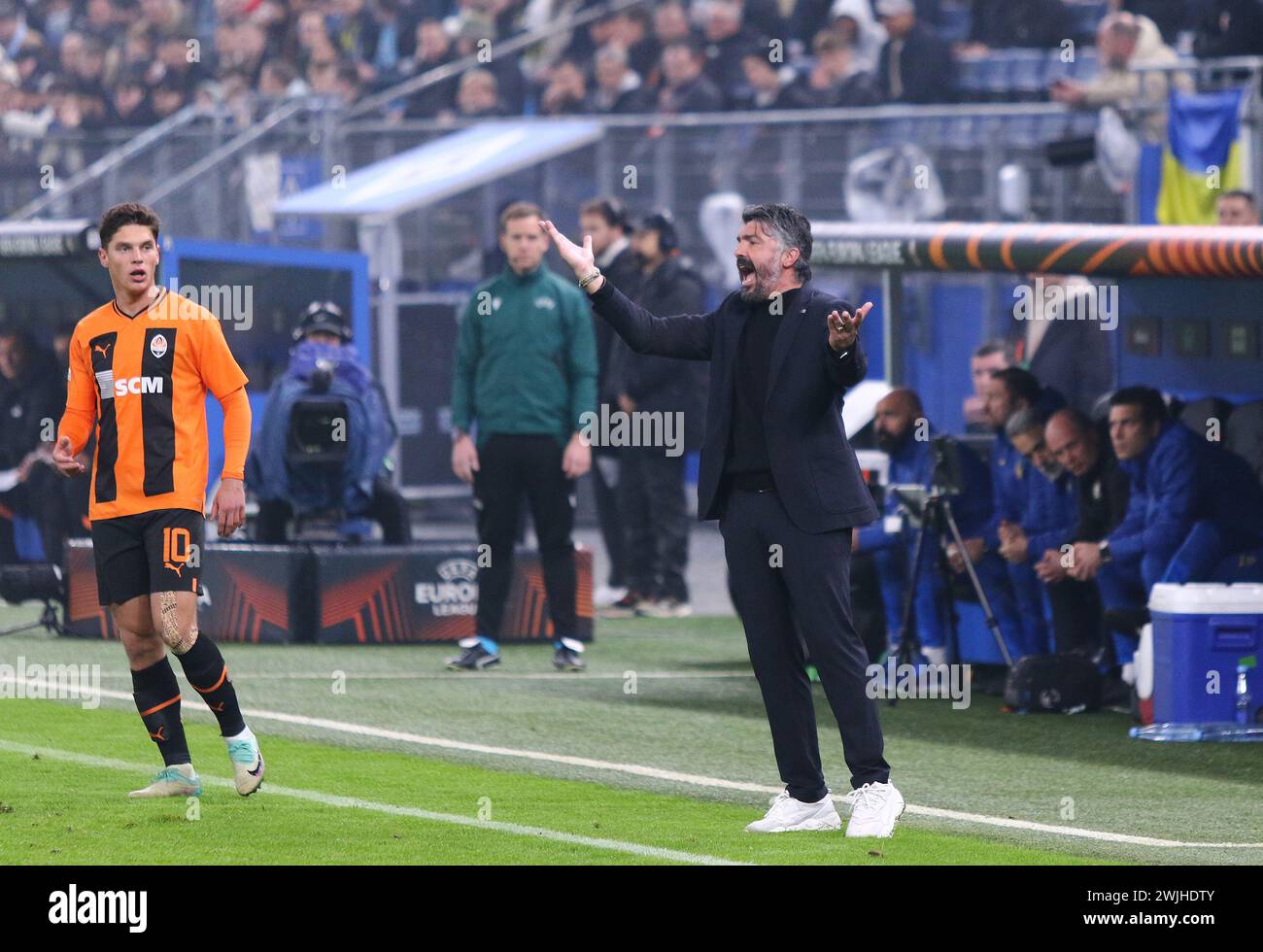 Hamburg, Germany - February 15, 2024: Marseille manager Gennaro Gattuso ...