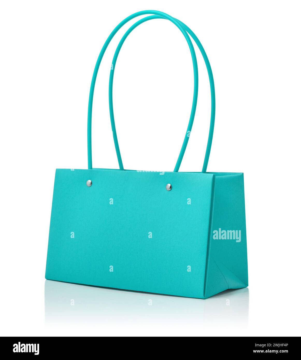 Blue paper bag isolated on white background with reflection Stock Photo ...