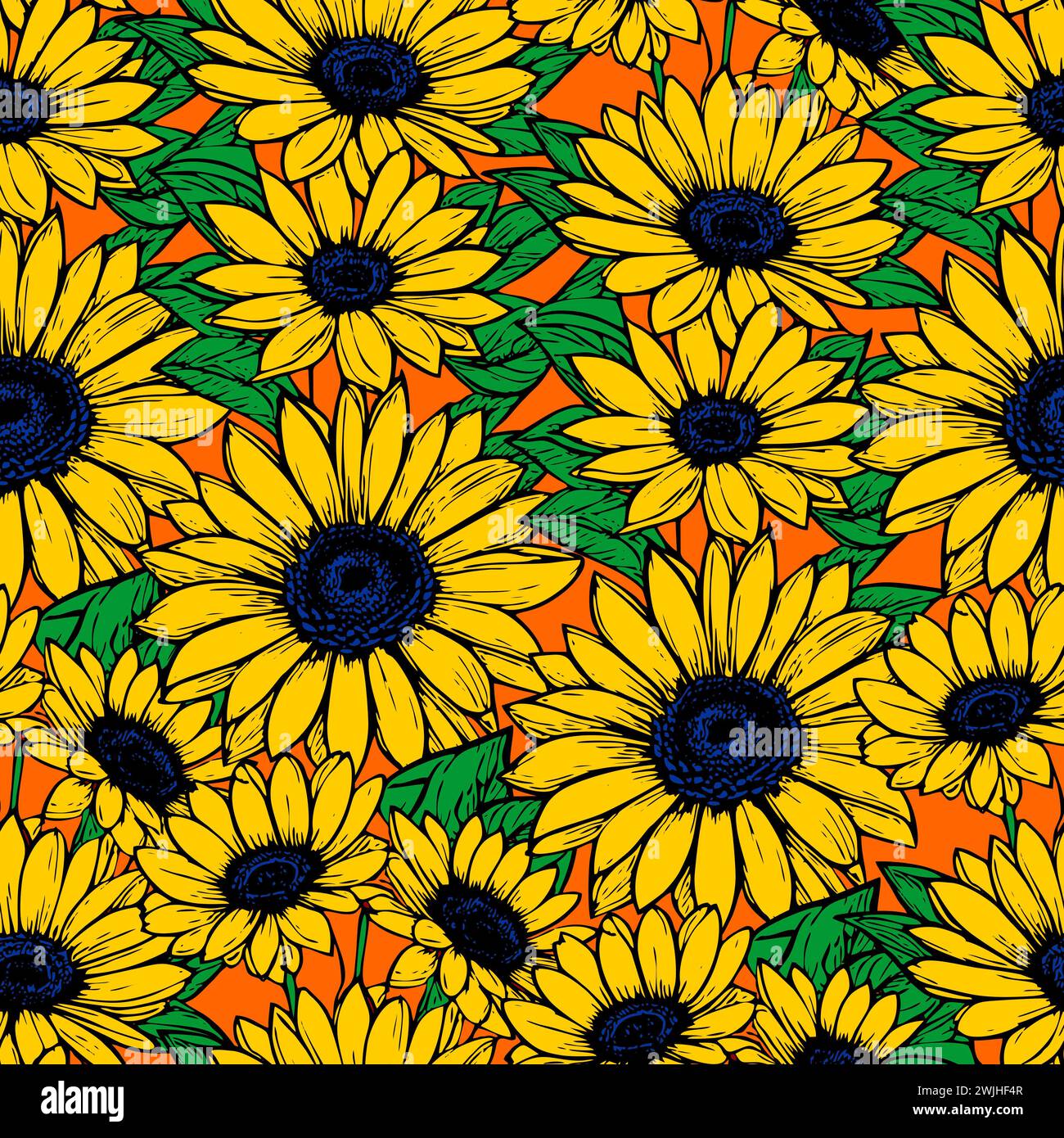 seamless pattern of large yellow flowers, repeating design, texture ...