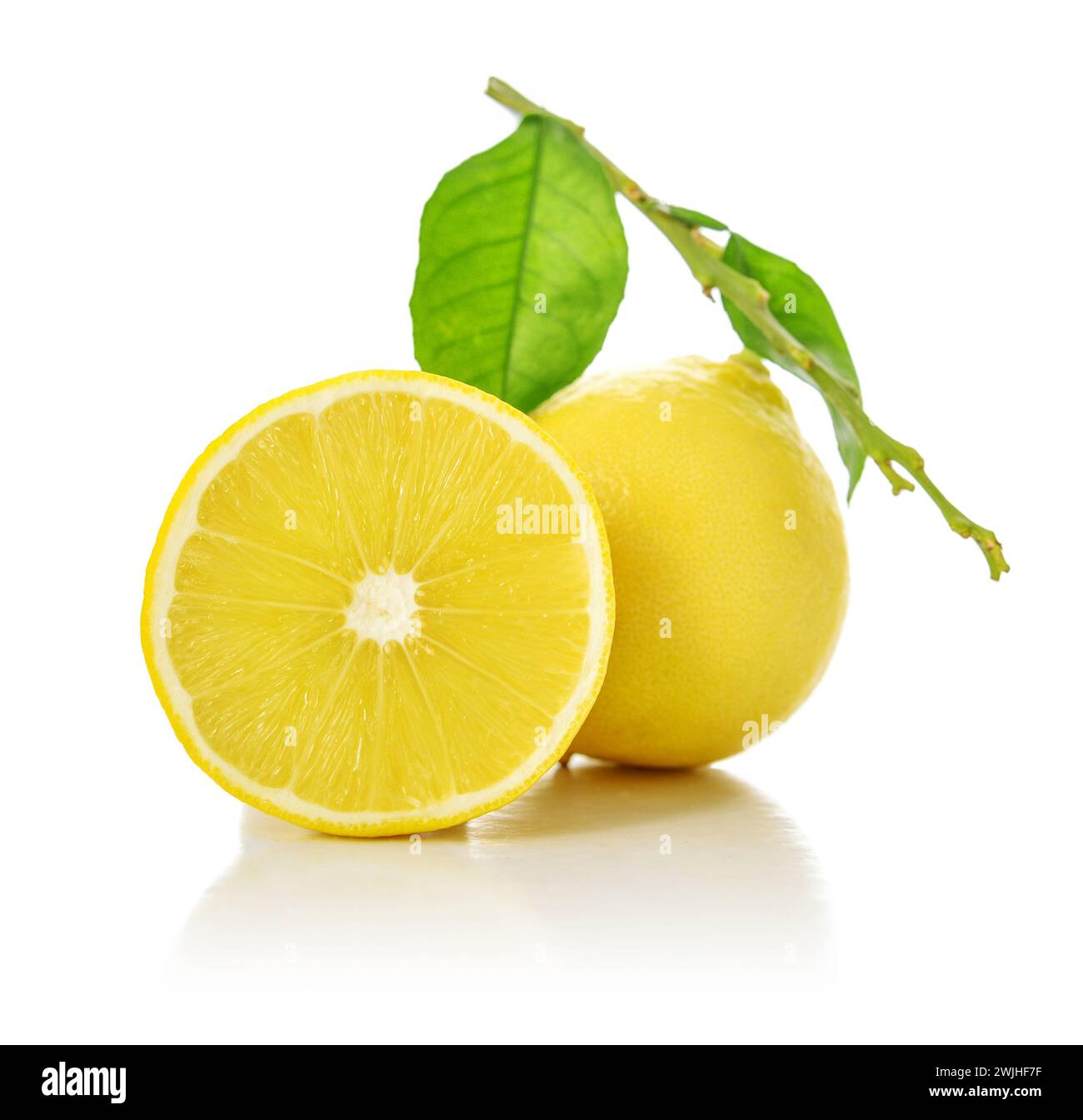 Fresh ripe bergamot orange fruit with leaves isolated on white ...