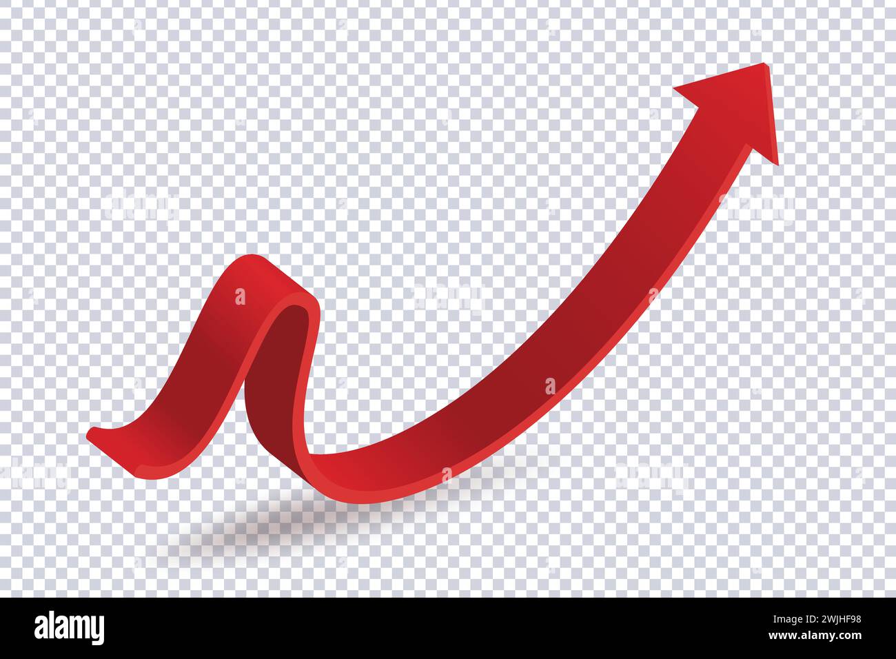 Abstract Curved Red Arrow. Market movements creative concept charts ...