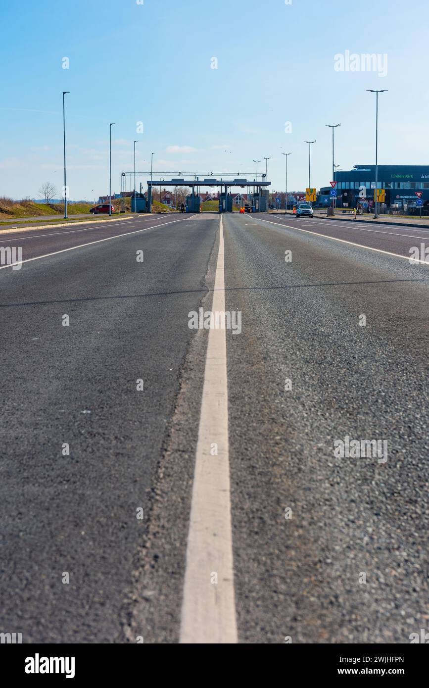 Horten, Norway - April 17 2022: Empty long car lines at a ferry ...