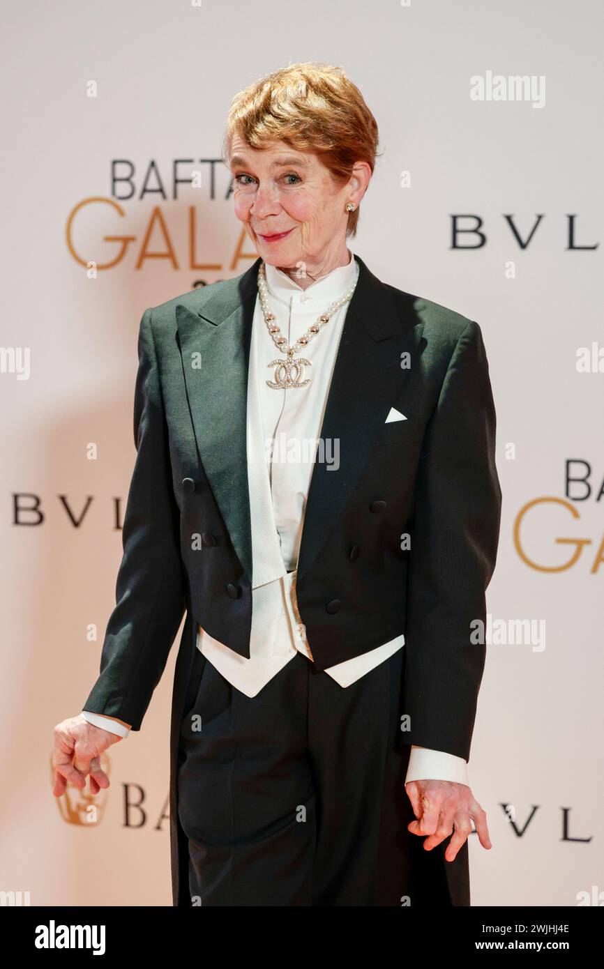 Celia Imrie poses for photographers upon arrival at the BAFTA Gala ...