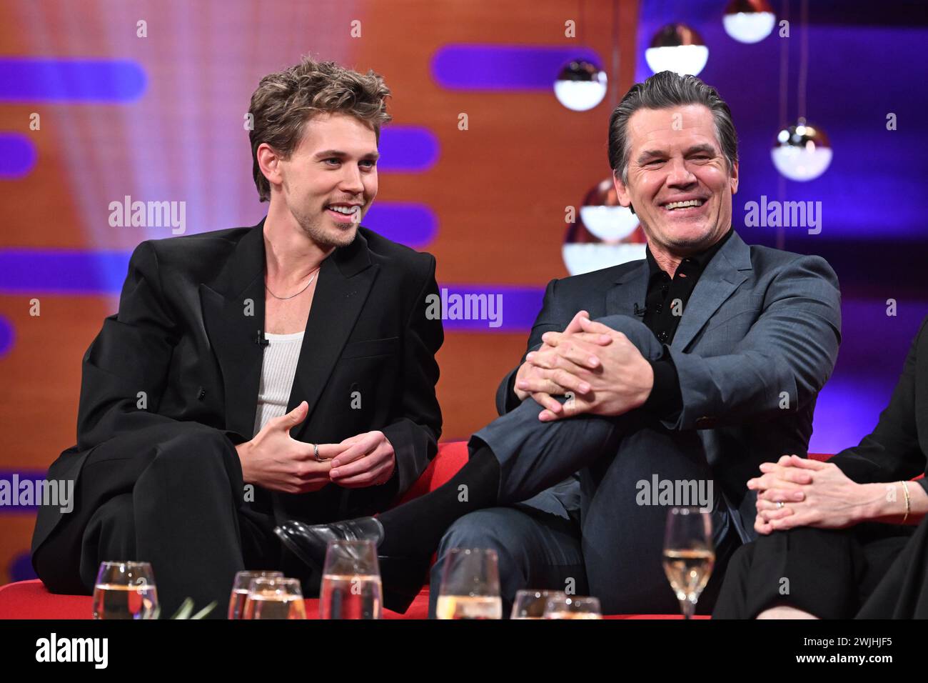 EDITORIAL USE ONLY Austin Butler and Josh Brolin during the filming for ...