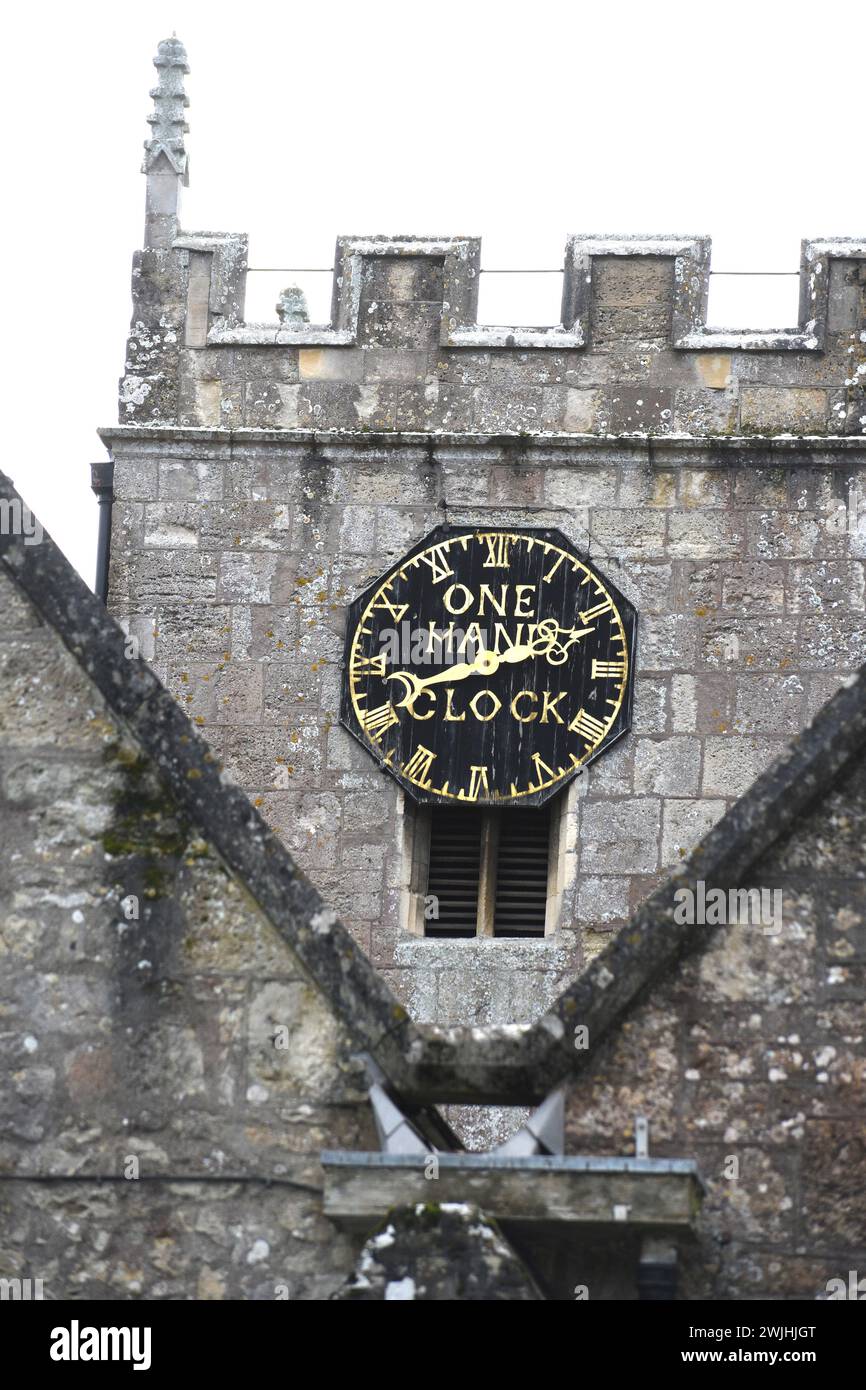 One handed church clock in North Stoneham, Southampton. UK Stock Photo ...