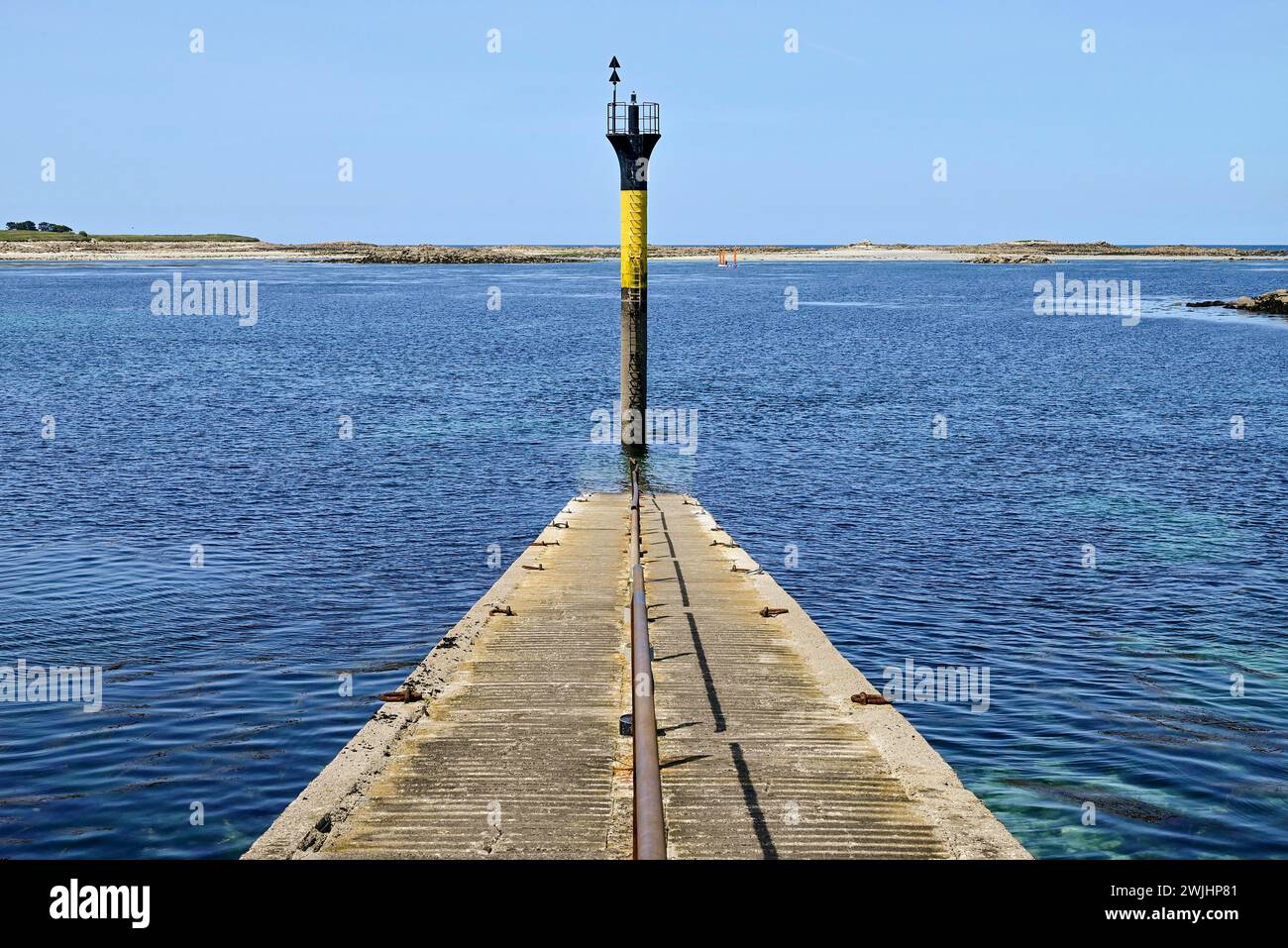 Concrete ramp of the ferry dock to Ile de Batz, Roscoff, Finistere ...