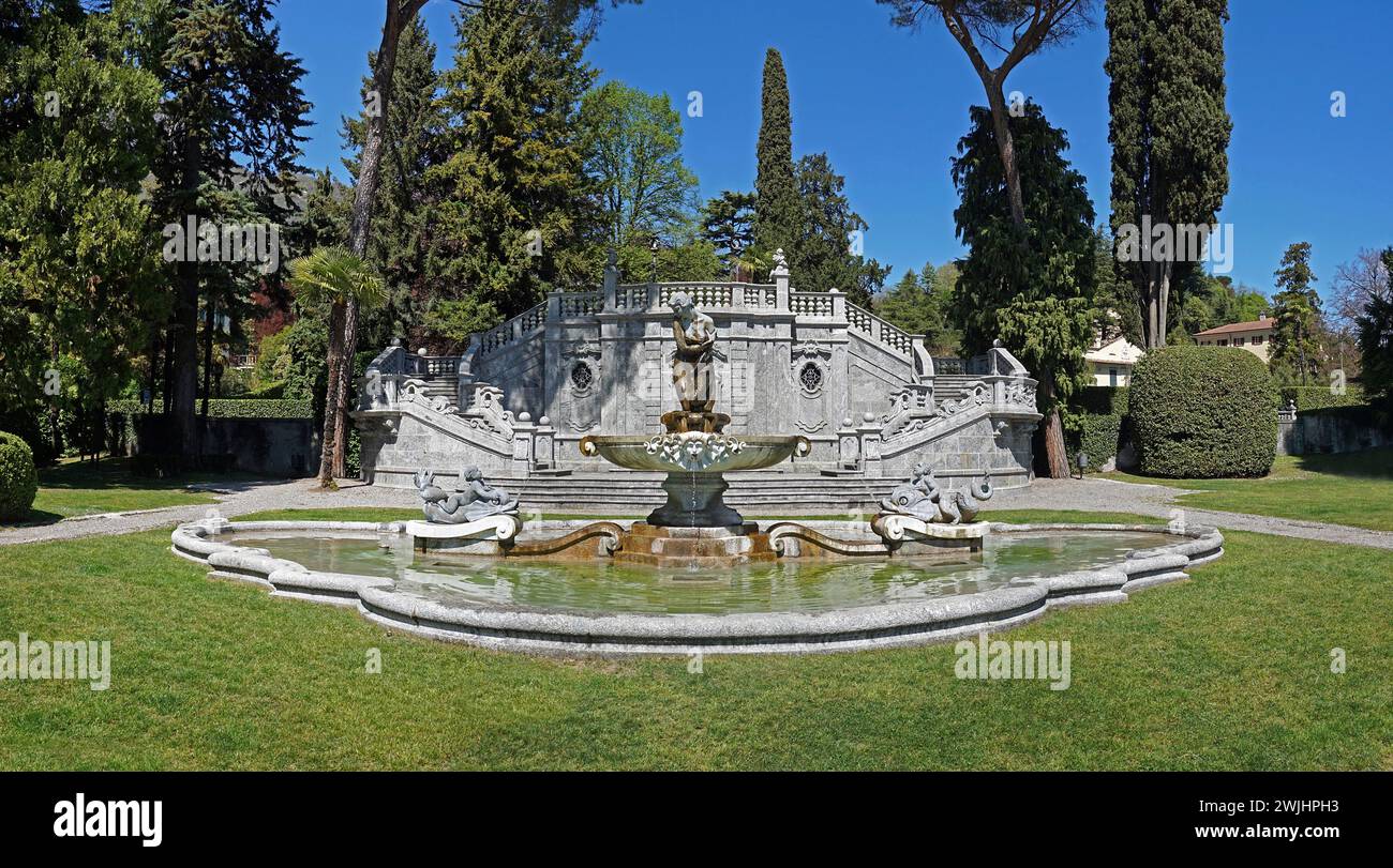 Fountain and water basin, Parco Civico Teresio Olivelli, Tremezzo, Lago ...