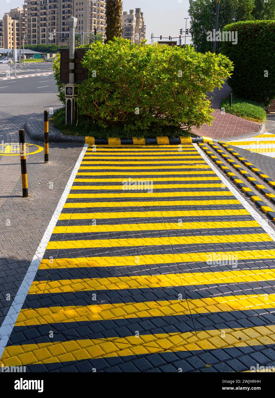Yellow zebra crossing, Dubai, United Arab Emirates, Middle East Stock ...